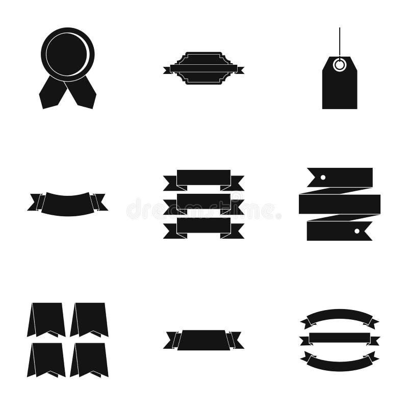 Label Icons Set, Simple Style Stock Vector - Illustration of ribbon ...