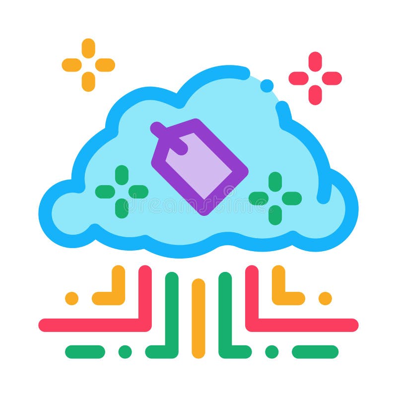 Label in Internet Cloud Icon Vector Outline Illustration Stock Vector ...