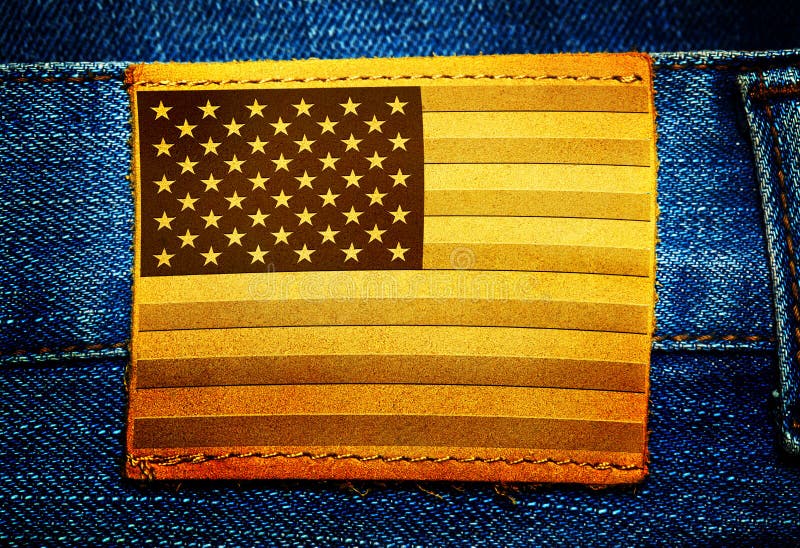 Label on Jeans with USA Flag Stock Photo - Image of blue, cloth: 27250130