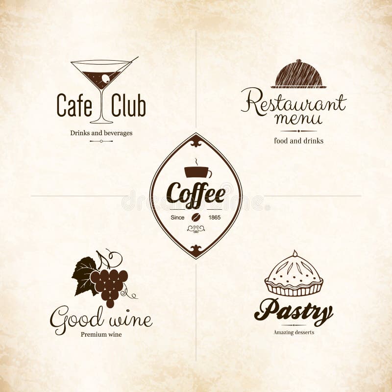Label, Logo Set for Restaurant Menu Design Stock Vector - Illustration ...