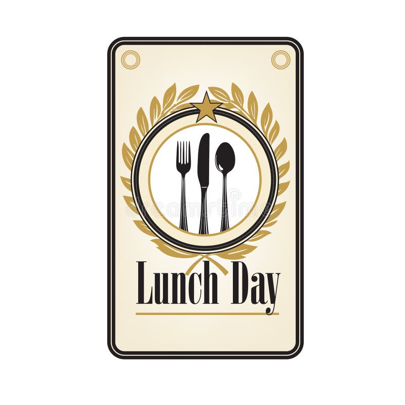 Label for the Lunch Day stock vector. Illustration of business - 353631167