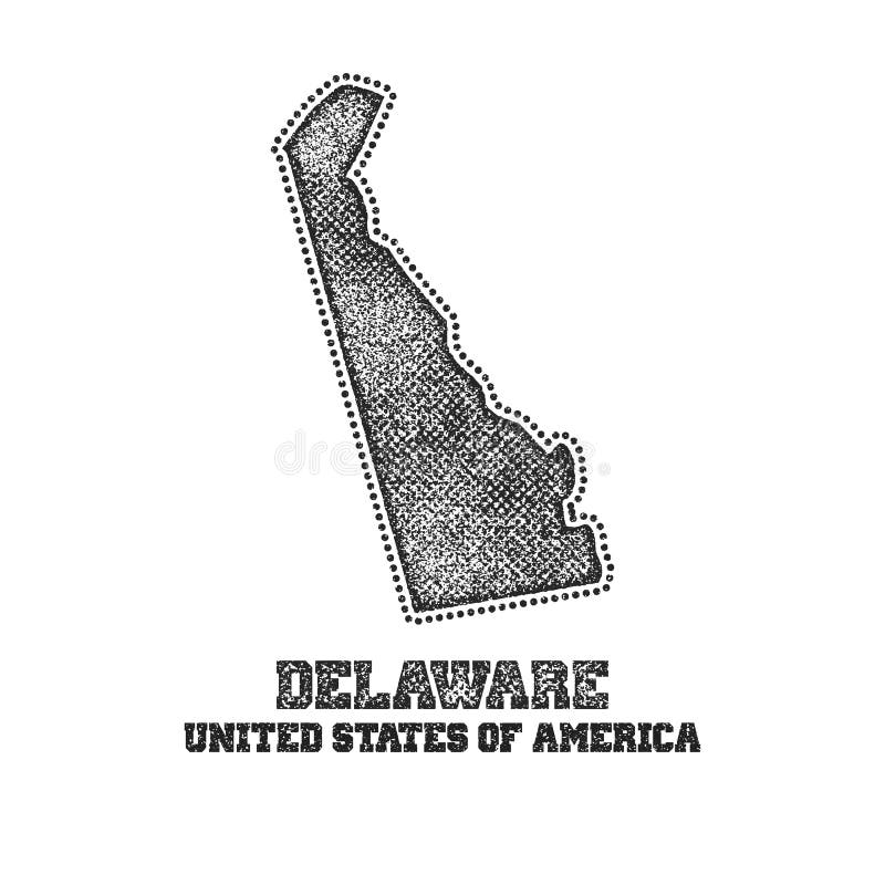 Label with Map of Delaware. Stock Illustration - Illustration of ...