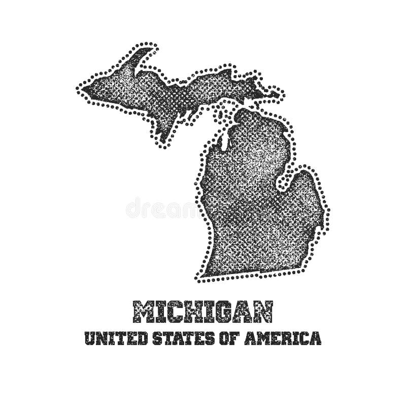 Label with Map of Michigan. Stock Illustration - Illustration of north ...