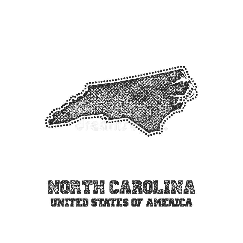 Label with Map of North Carolina. Stock Illustration - Illustration of ...