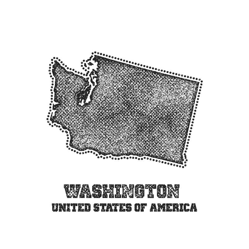 Label with Map of Washington. Stock Illustration - Illustration of post ...