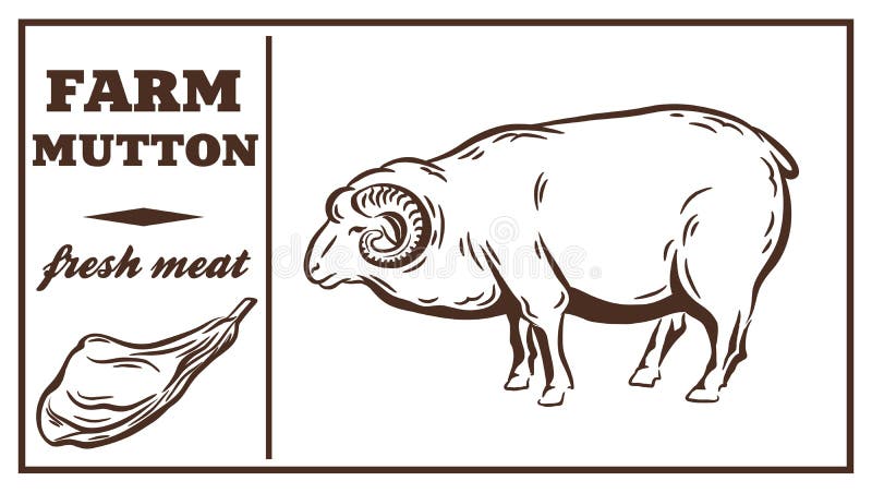 Label of Meat Products. Mutton Stock Vector - Illustration of handmade ...