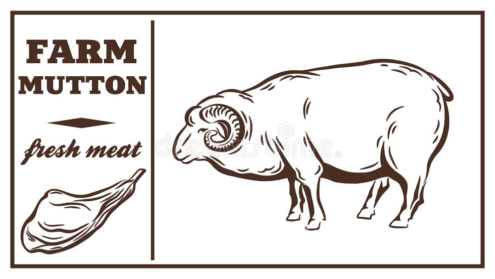 Label of Meat Products. Mutton Stock Vector - Illustration of handmade ...