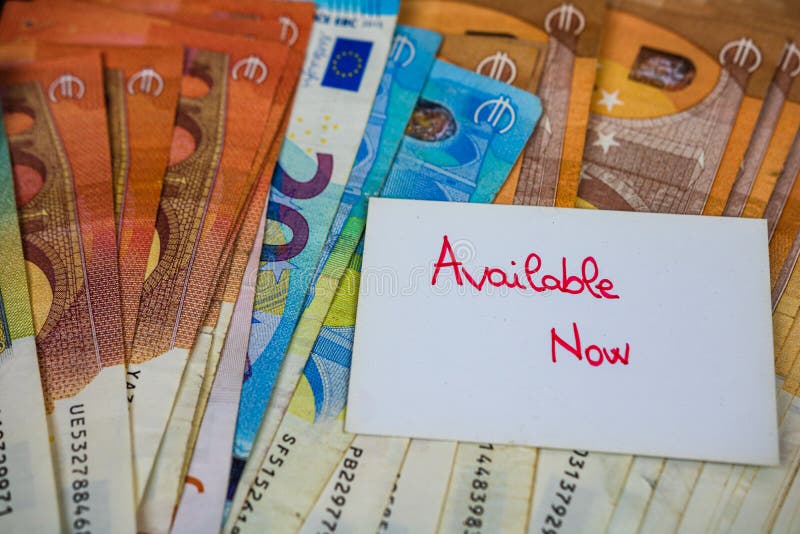 Label on Money. Text on White Label Available Now Stock Image - Image ...