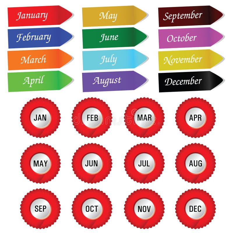 Label with the Month Art Vector Stock Vector - Illustration of january ...