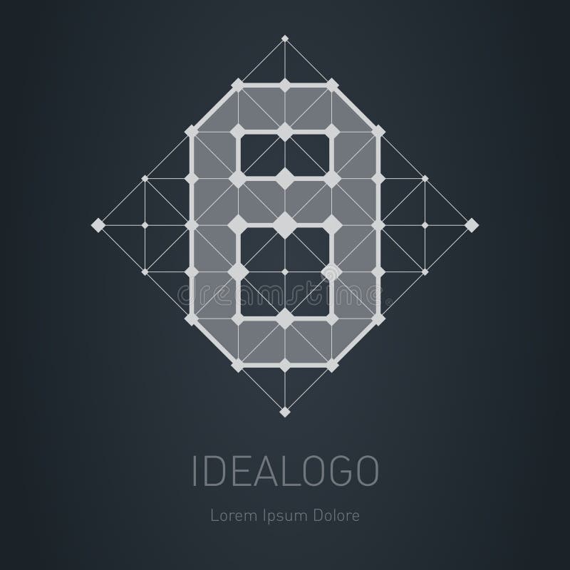 Label with Number 8. Low-poly Design Element with Squares, Triangles ...