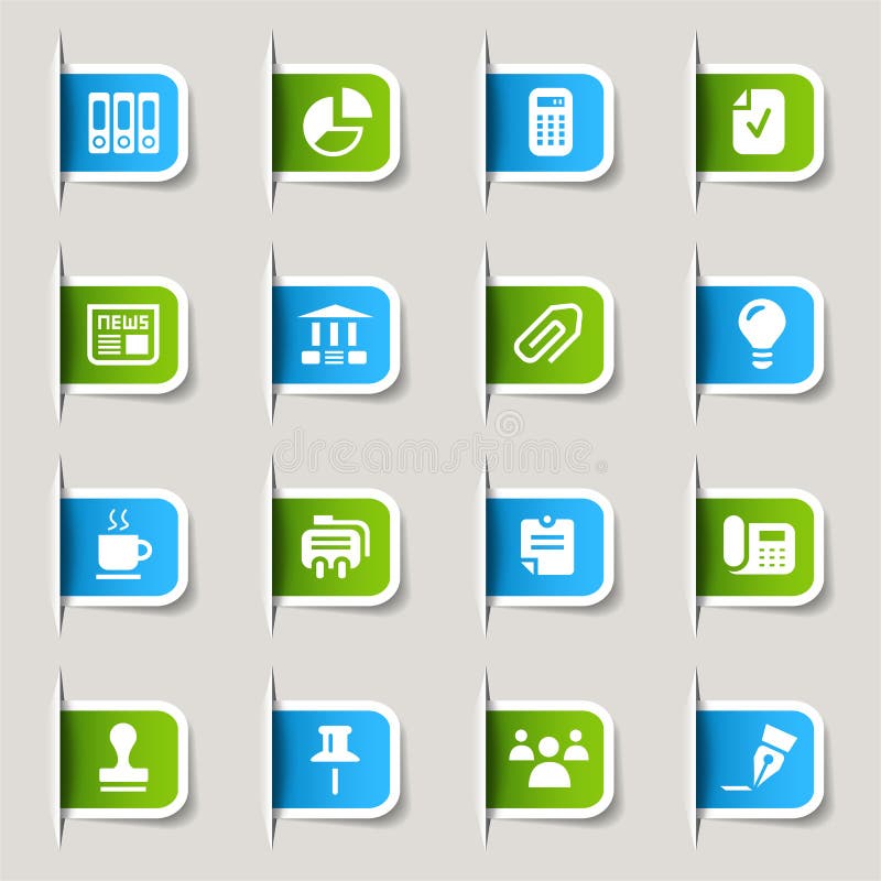 Stickers - Office and Business Web Icons Stock Vector - Illustration of ...