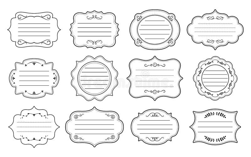 Label Frames Line Set Sticker Tag Outline Shape Stock Vector ...
