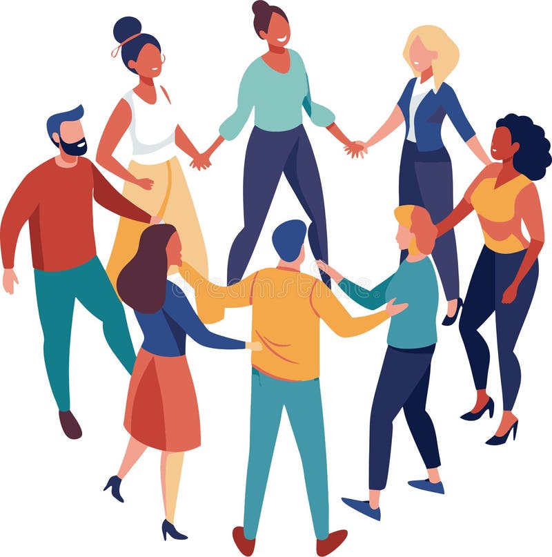 Label with People Community and Social Message Art & Illustration Stock ...