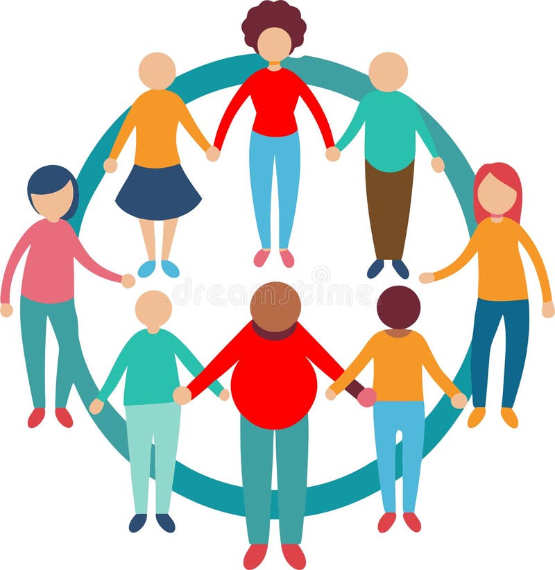 Label with People Community and Social Message Art & Illustration Stock ...