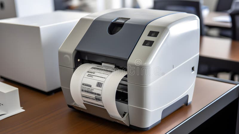 A Label Printer Printing a Shipping Label One Created with Generative ...