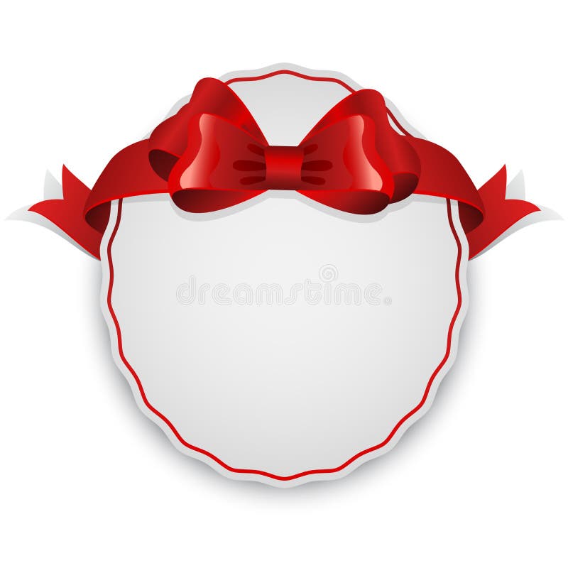 Label with red bow. stock vector. Illustration of border - 45434998