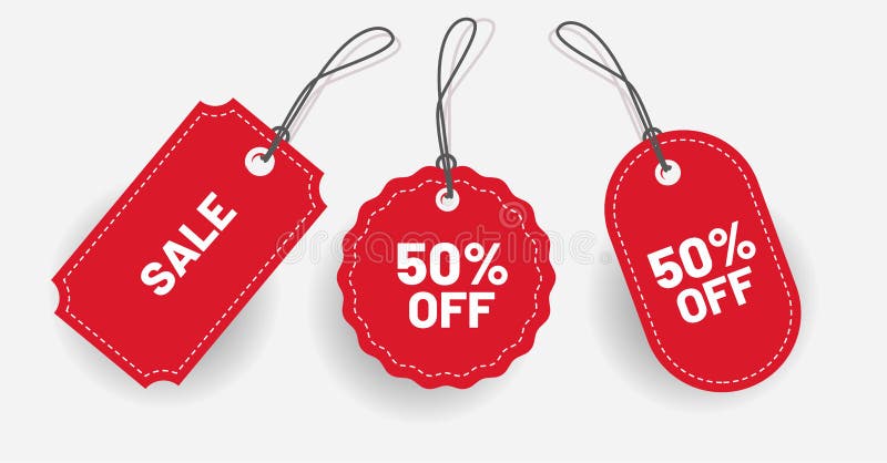 Label Red Discount with Various Shape - Vector Stock Vector ...