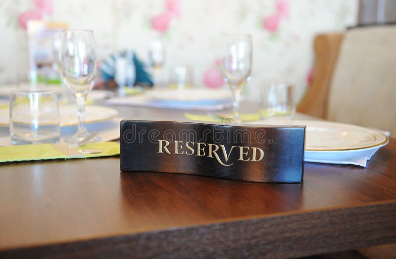 The Label `reserved` To Lay the Table in the Restaurant Stock Photo ...