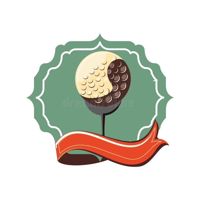 Label with Ribbon and Ball Golf Stock Vector - Illustration of graphic ...