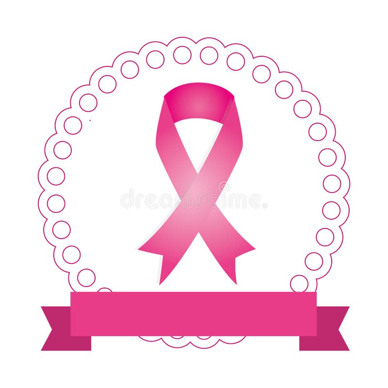 Label with Ribbon Pink Breast Cancer Stock Vector - Illustration of ...