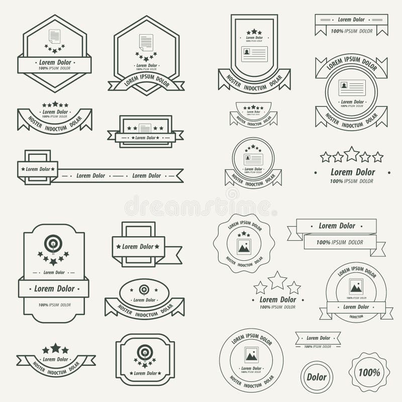 Label and Ribbon Template Design Set Line Style Stock Vector ...