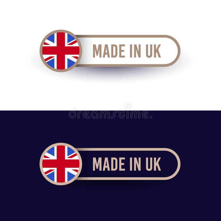 Rounded Made in UK Label Set with Flag Stock Vector - Illustration of ...