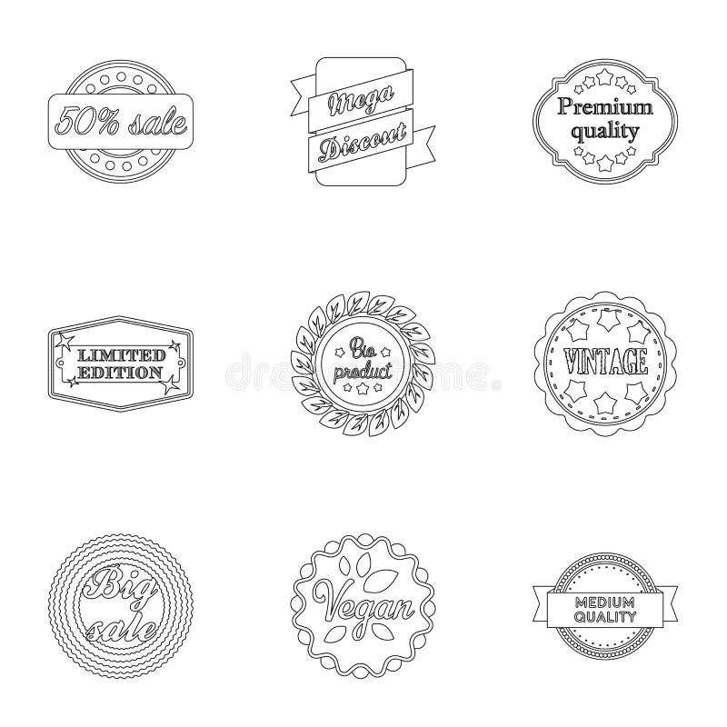 Label Set Icons in Outline Style. Big Collection of Label Illustration ...