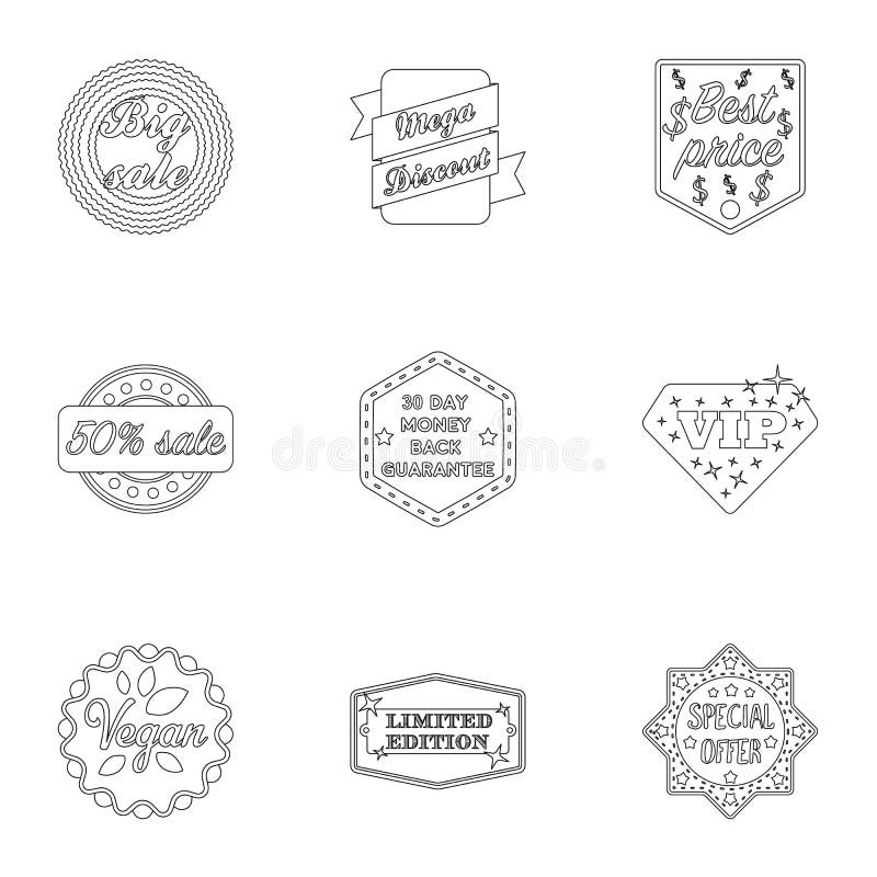 Label Set Icons in Outline Style. Big Collection of Label Illustration ...