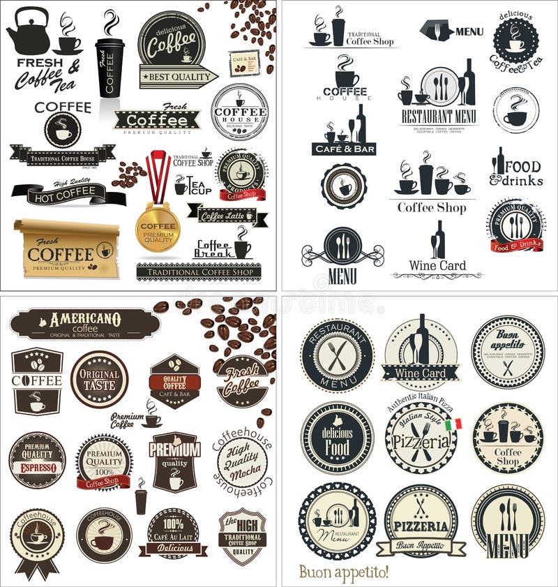 Label Set for Restaurant and Cafe, Collection Stock Illustration ...