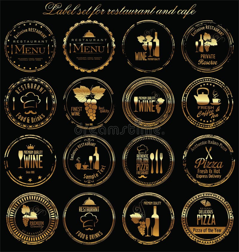 Label Set for Restaurant and Cafe Stock Illustration - Illustration of ...