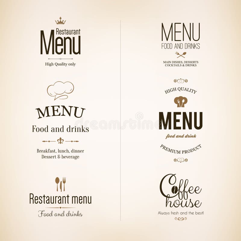 Label Set for Restaurant Menu Design Stock Vector - Illustration of ...