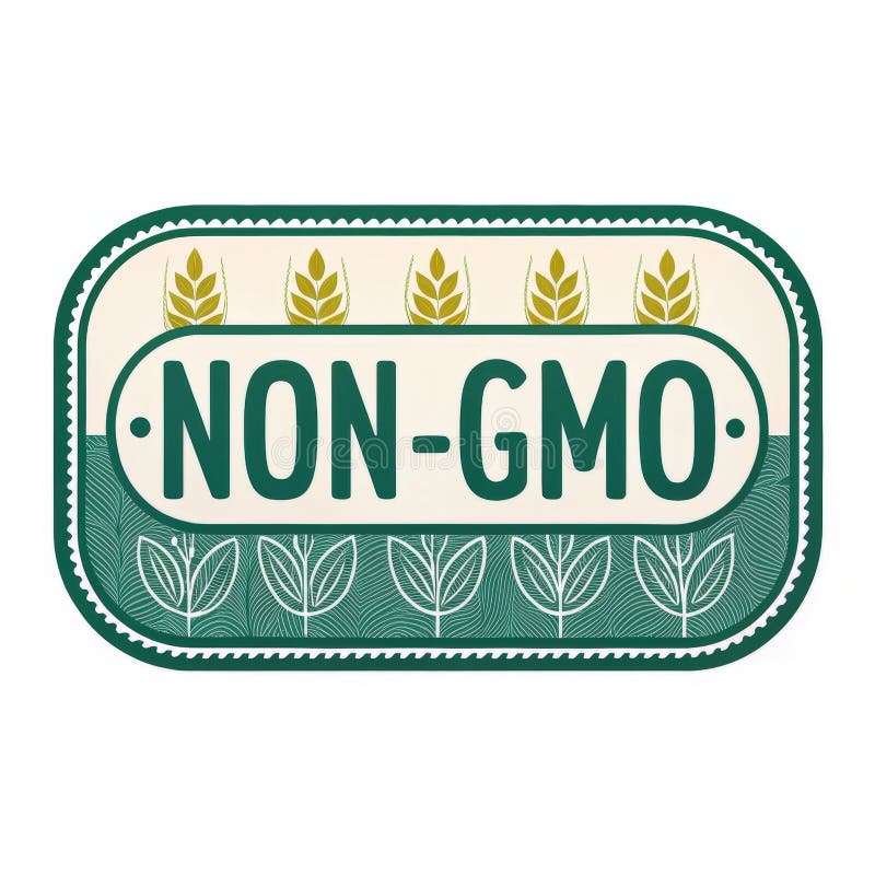 Non GMO Label Design Featuring Wheat and Leafy Patterns for Organic ...