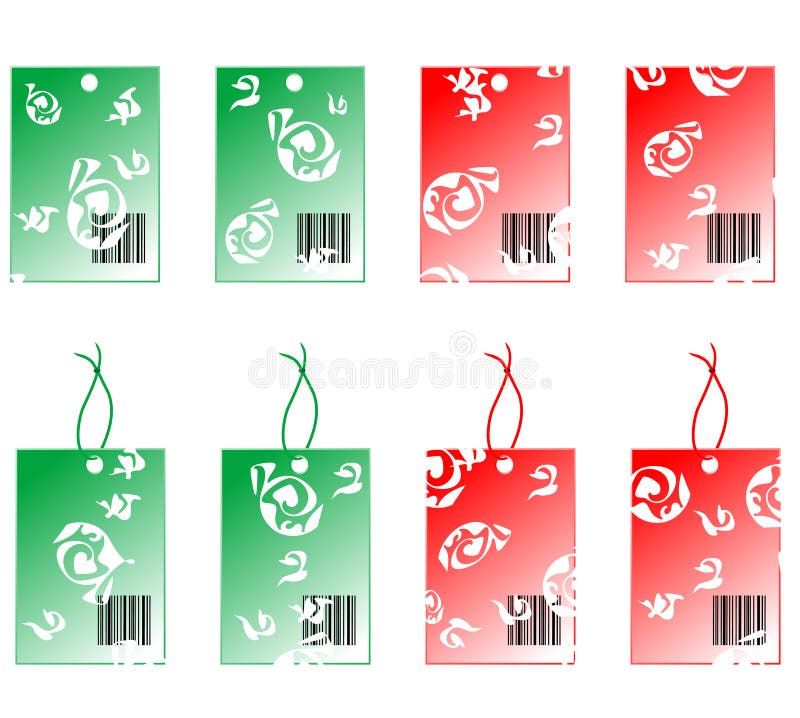 Label Sticker Red And Green With Abstract Ornament Stock Vector ...