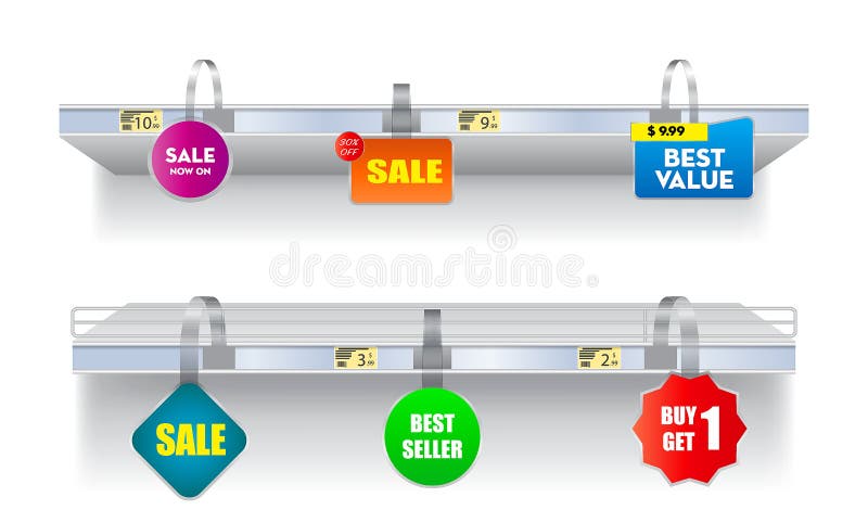 Set of Realistic Wobblers Label Shop Shelves Isolated. Stock Vector ...