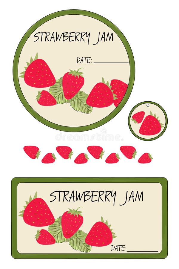 Strawberry jam labels stock vector. Illustration of retro - 44813926