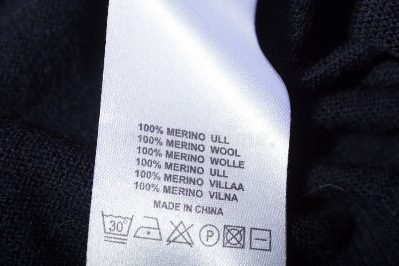 Label on the Sweater. 100 Merino Wool Stock Image - Image of fashion ...