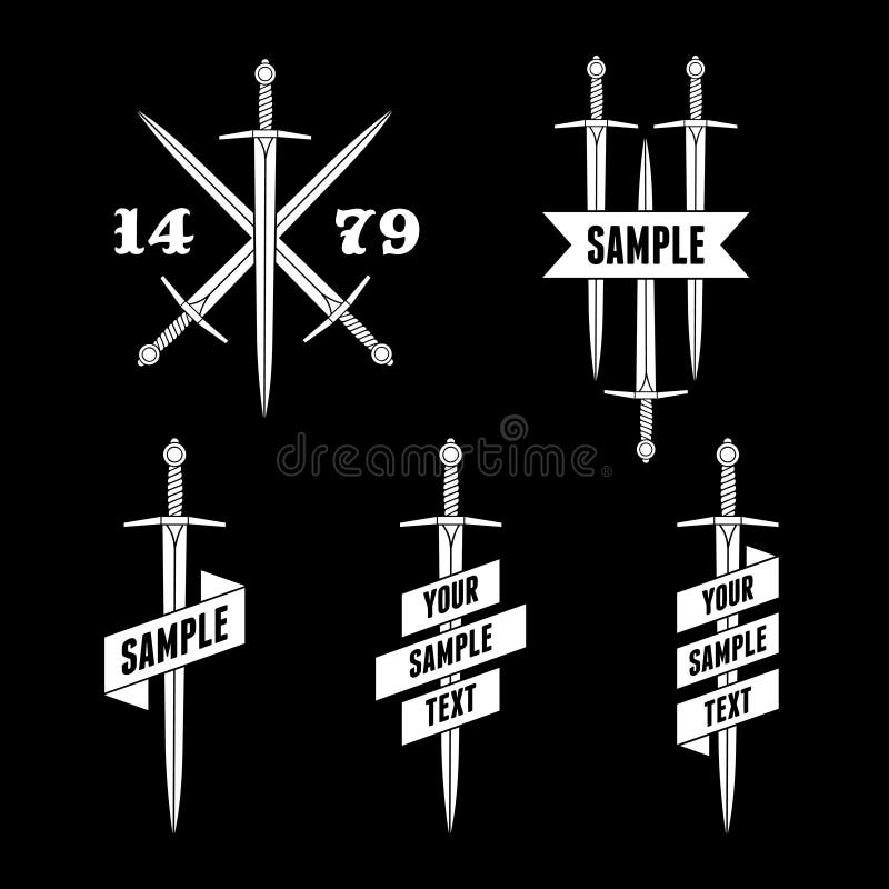 Label with Sword and Ribbon Stock Vector - Illustration of engraving ...