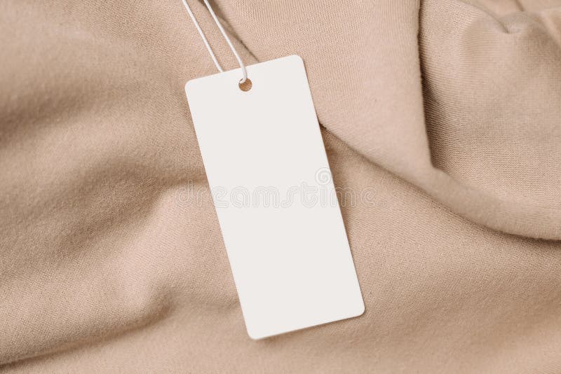 Label and Tag on Beige Cotton Fabric. Mockup for Design Close Up Stock ...