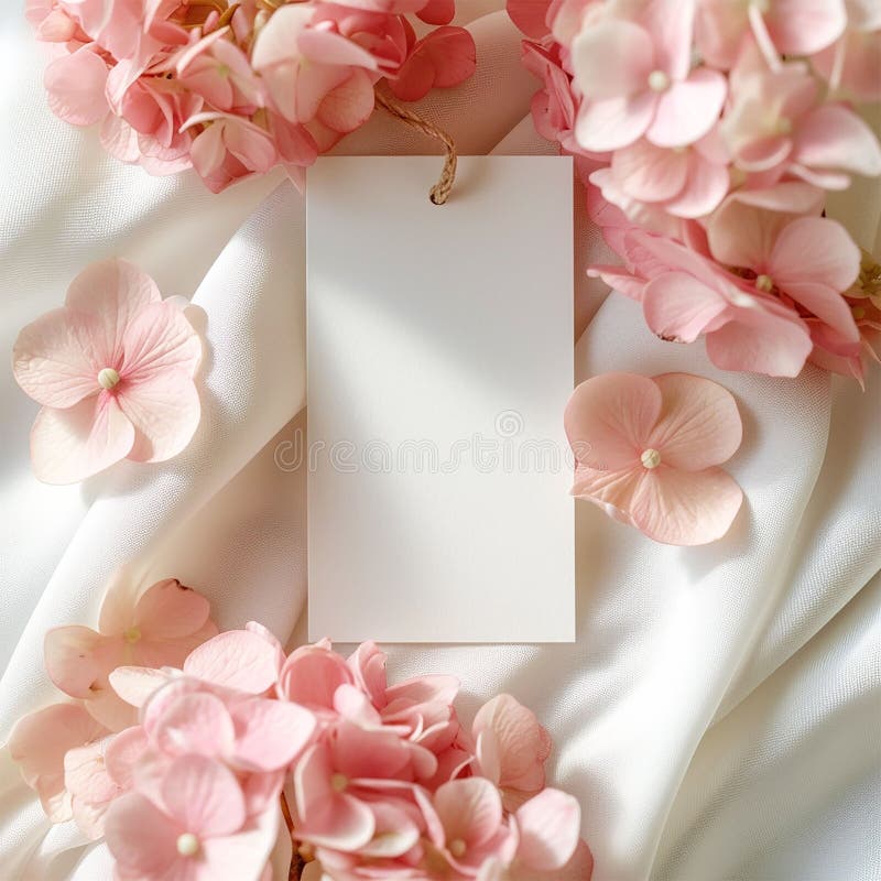 Label Tag Mockup Peach Hydrangea Flowers Stock Illustration ...