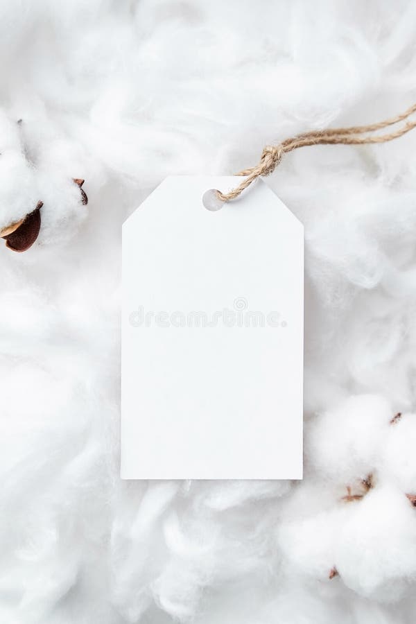 Label Tag Mockup and White Cotton Background Stock Photo - Image of ...