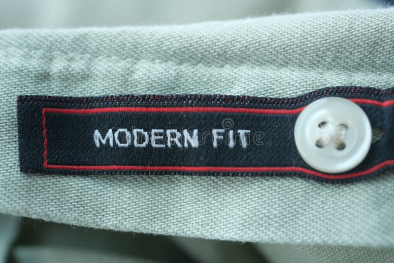 Label Tag Modern Fit on a Men Shirt Stock Image - Image of small, sign ...