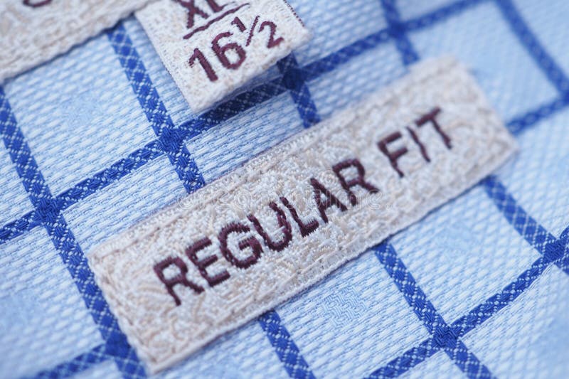 Label Tag Regular Fit on a Men Shirt Stock Image - Image of knitted ...
