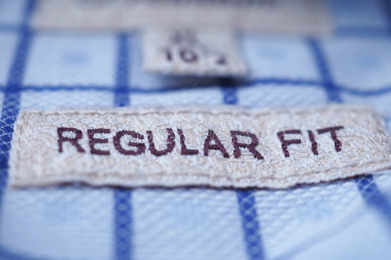 Label Tag Regular Fit on a Men Shirt Stock Image - Image of fiber ...