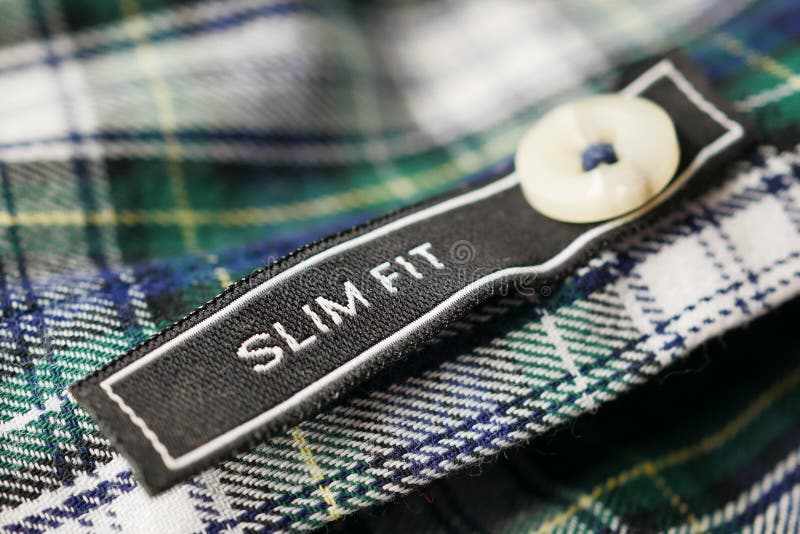 Label Tag Slim Fit on a Men Shirt Stock Image - Image of size, cloth ...