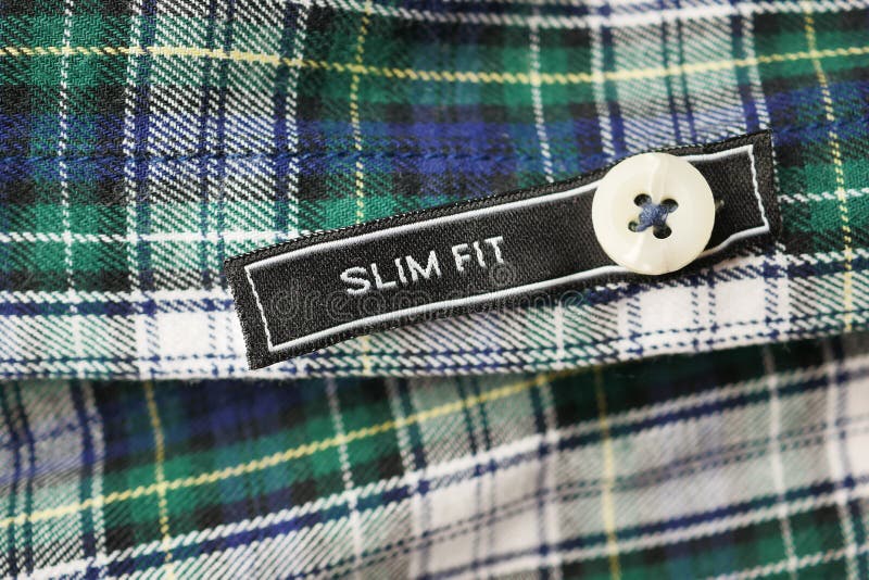 Label Tag Slim Fit on a Men Shirt Stock Image - Image of clothing ...