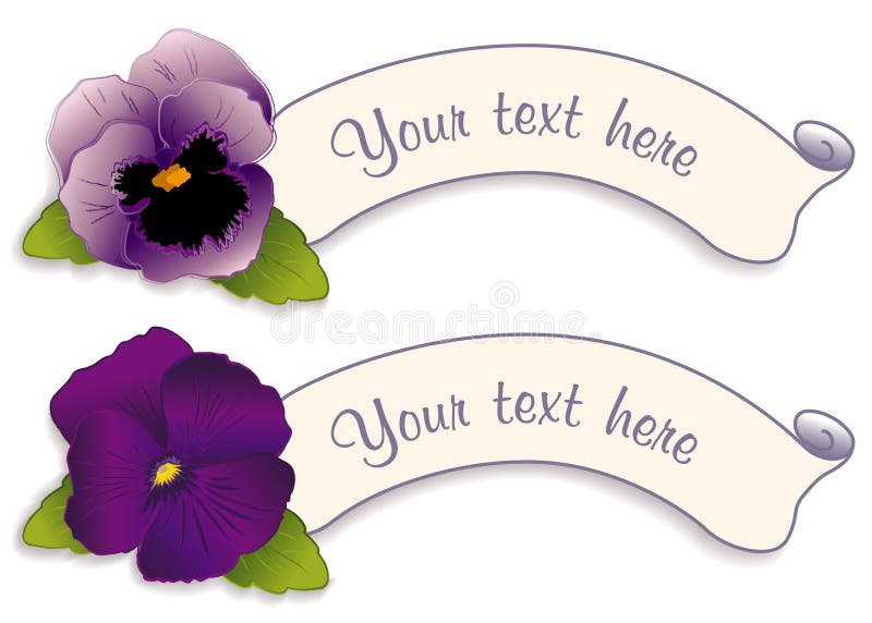 Label Tags with Lavender & Purple Pansies Stock Vector - Illustration ...