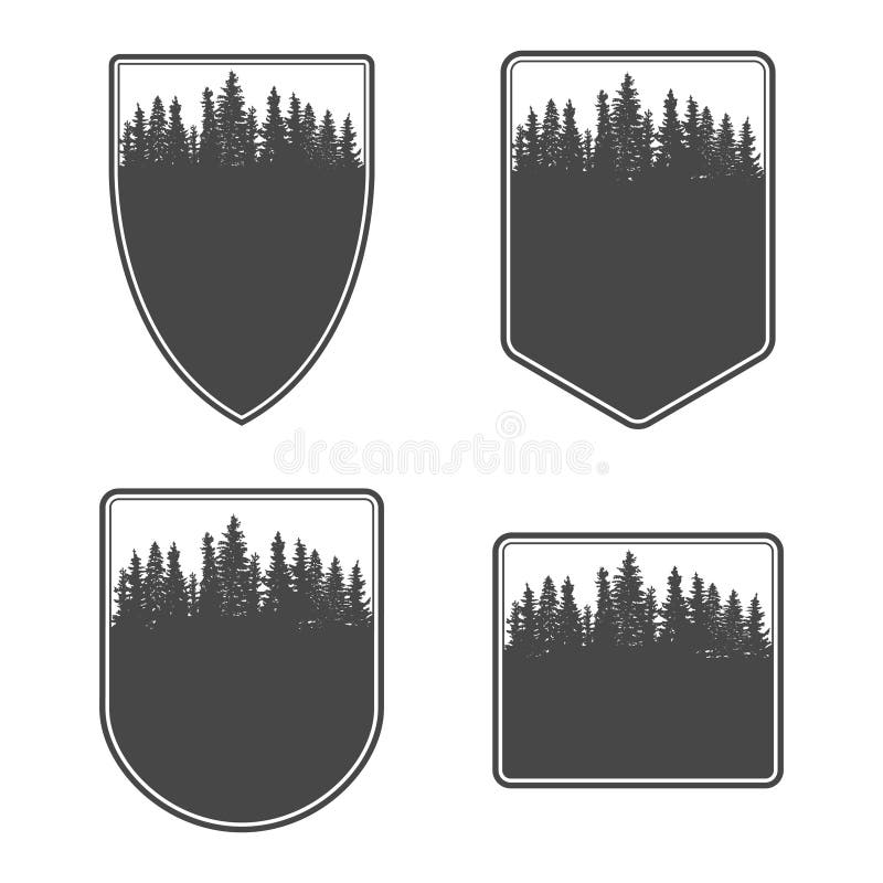 Label Templates with Forest Silhouettes Stock Vector - Illustration of ...