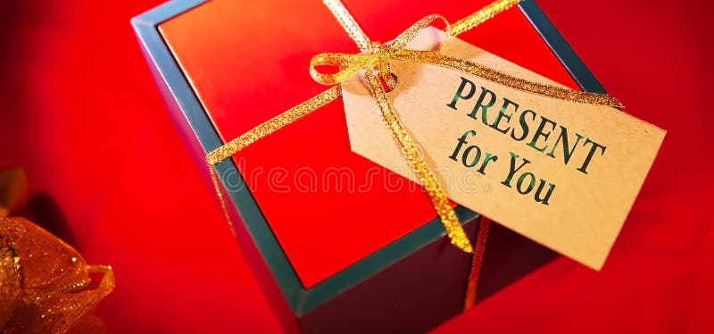 Label with Text on the Gift Box. Stock Photo - Image of cover, friendly ...