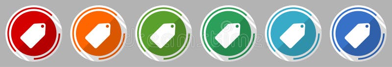 Label Ticket Icon Set, Vector Illustration in 6 Colors Options for ...