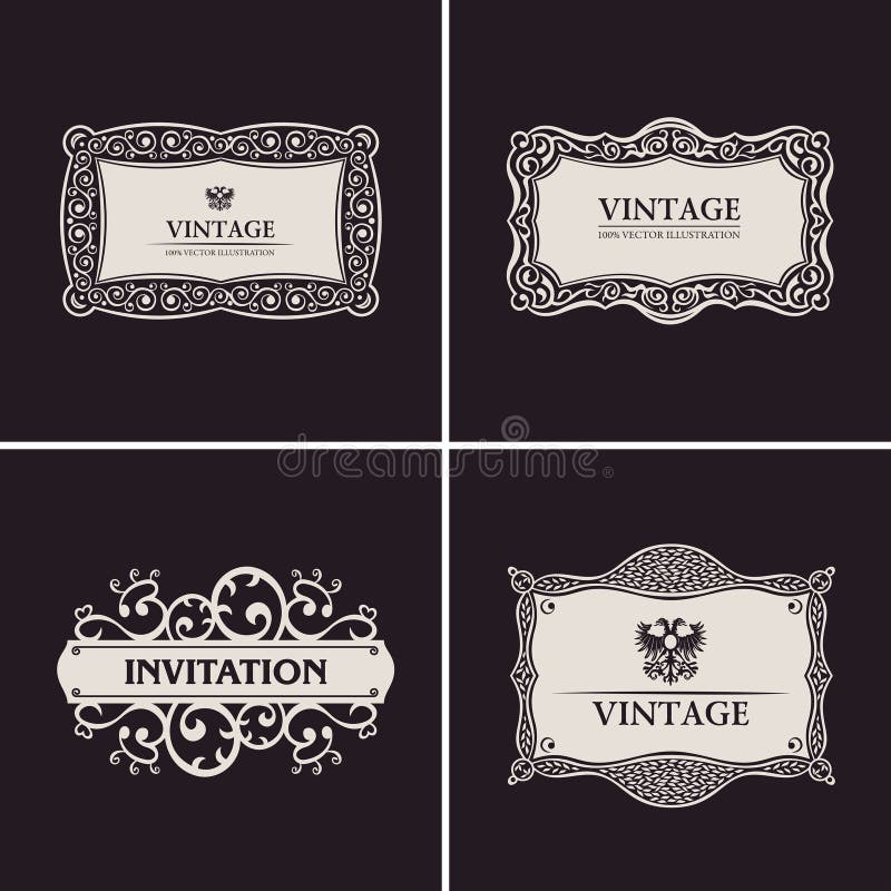 Ornamental Label Frames. Old Ornate Labels, Decorative Vintage Frame ...